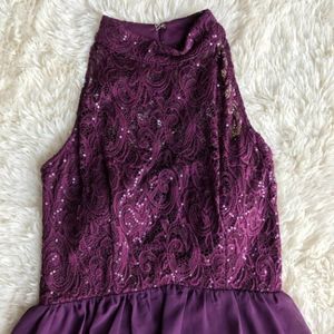 Windsor | Dresses | Windsor Elle Plum Sequin Lace Mock Neck Dress ...